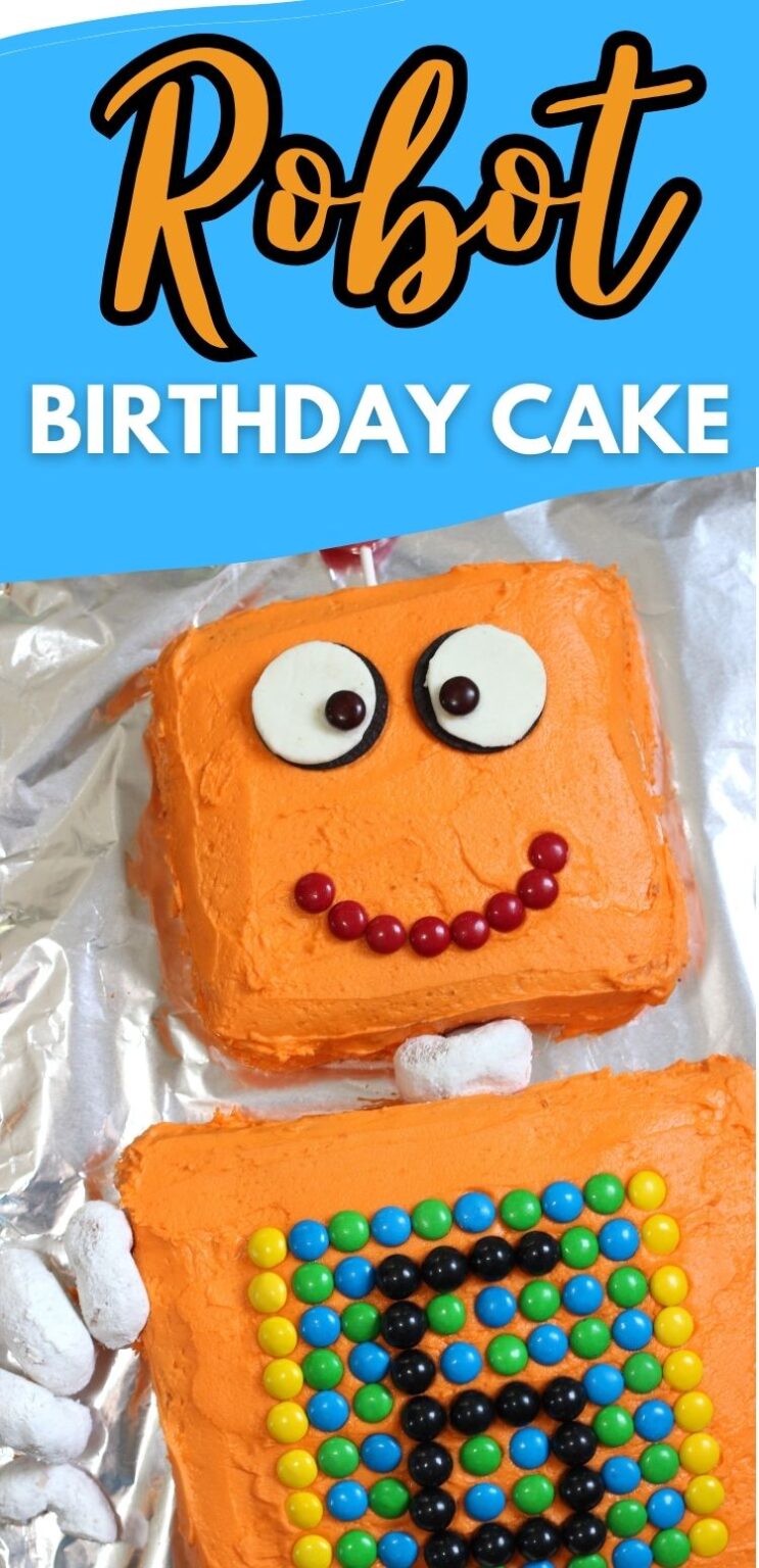Robot Cake for a Robot themed Birthday Party - Mom vs the Boys