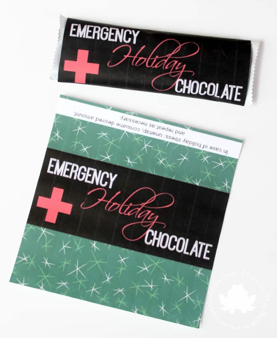Emergency Holiday Chocolate Bar Wrappers - Free Printable
