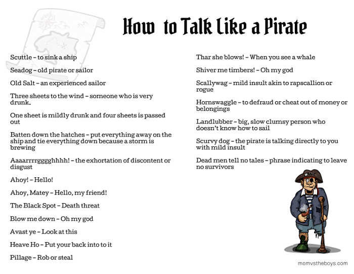 Celebrate Talk Like A Pirate Day Mom Vs The Boys Celebrate Talk Like A Pirate Day Mom Vs The Boys